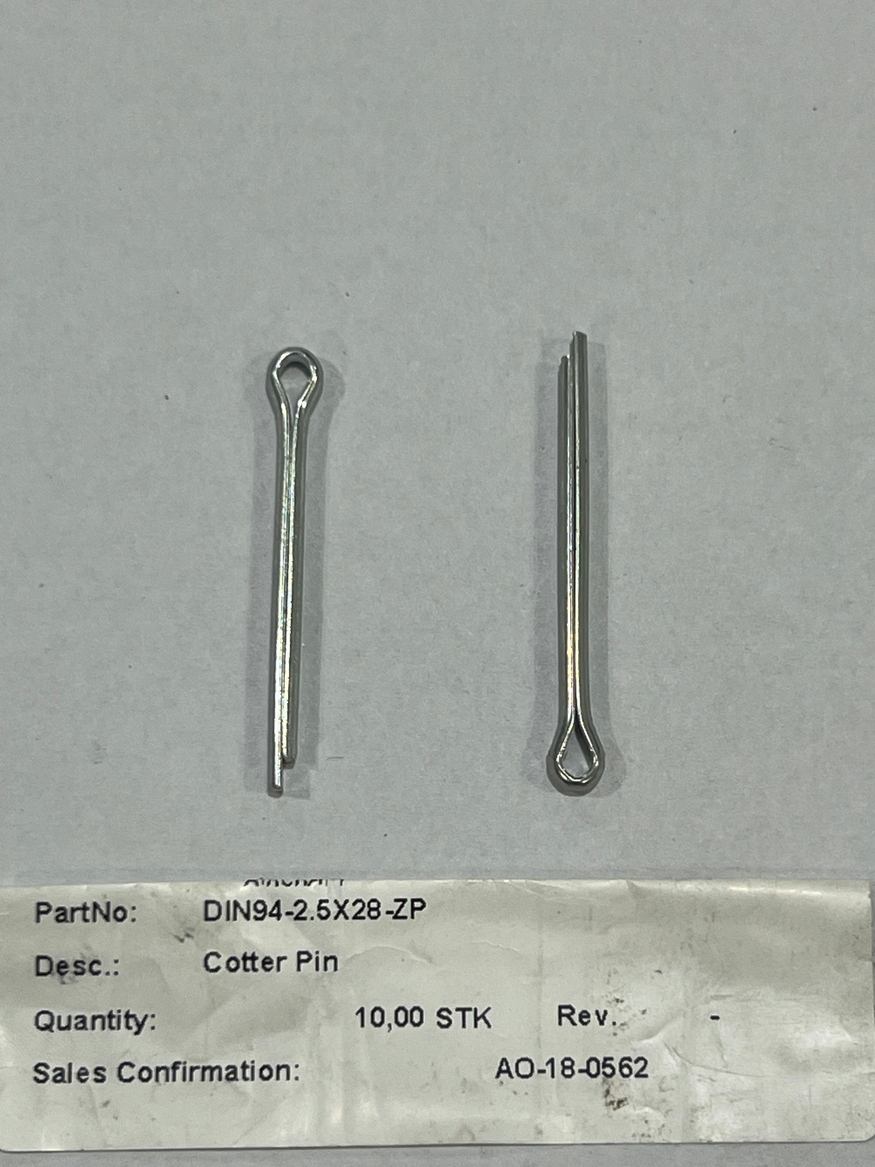 Cotter Pin DIN94-2.5X28-ZP – AMT Aviation